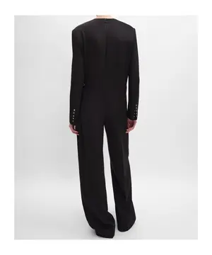 Celine Acetate Silk Jumpsuit With Leather Trim And Triomphe Logo Belt