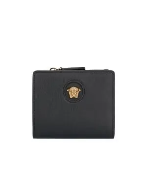 Versace La Medusa Plaque Bi-fold Wallet - Black