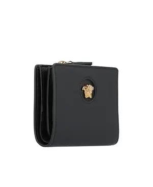 Versace La Medusa Plaque Bi-fold Wallet - Black