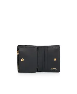 Versace La Medusa Plaque Bi-fold Wallet - Black
