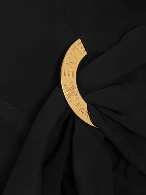 Celine Pleated Midi Skirt With Logo Ring Detail - Black