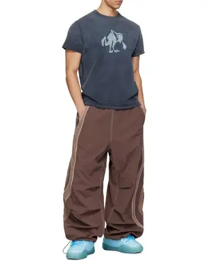 ERL Contrast Panel Wide-leg Pants - Brown