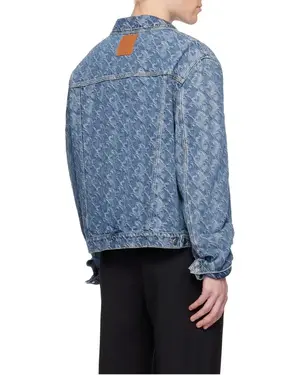 LANVIN Patterned Logo Patch Denim Jacket - Blue