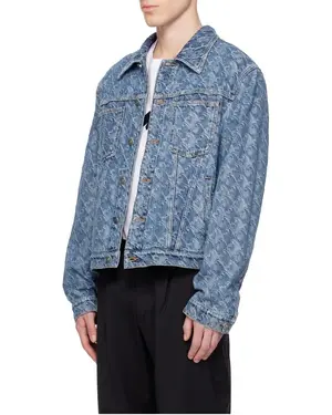 LANVIN Patterned Logo Patch Denim Jacket - Blue