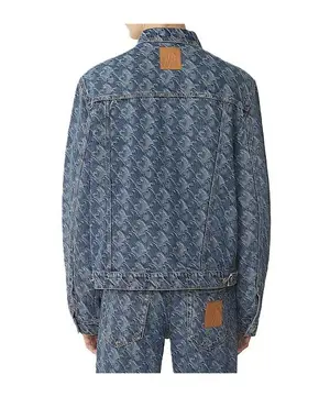 LANVIN Patterned Logo Patch Denim Jacket - Blue