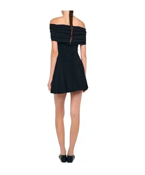 Norma Kamali Off-the-shoulder Cowl Hooded Pickleball Dress