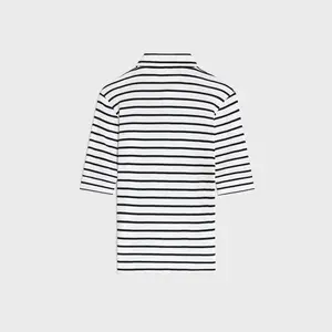 Celine Striped Silk Jersey Polo Shirt