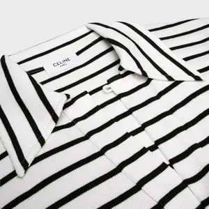 Celine Striped Silk Jersey Polo Shirt