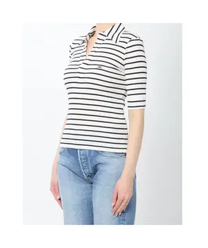 Celine Striped Silk Jersey Polo Shirt