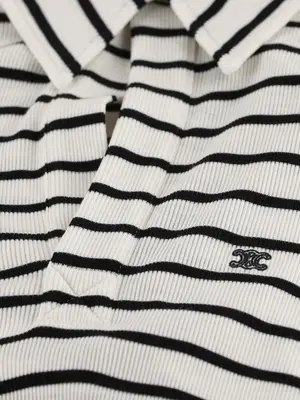 Celine Striped Silk Jersey Polo Shirt