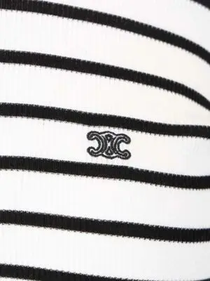 Celine Striped Silk Jersey Polo Shirt