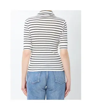 Celine Striped Silk Jersey Polo Shirt