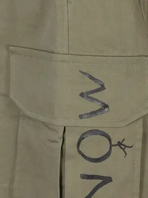 Comme Des Garçons Wide Leg Cargo Shorts With Graphic Print