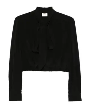 Saint Laurent Tie Neck Long Sleeve Blouse
