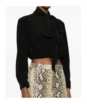 Saint Laurent Tie Neck Long Sleeve Blouse
