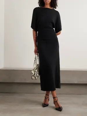 Staud Amelie Pleated Dress - Black