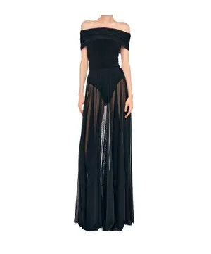 Norma Kamali Off-the-shoulder Sheer Panel Gown - Black