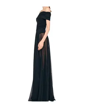 Norma Kamali Off-the-shoulder Sheer Panel Gown - Black