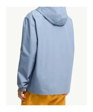 Moncler Cotton Blend Poplin Zip Up Shirt Jacket With Hood