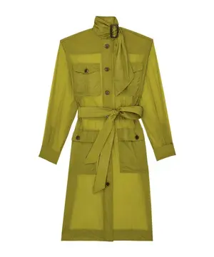 Saint Laurent Belted Long-sleeve Cargo Dress