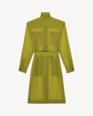 Saint Laurent Belted Long-sleeve Cargo Dress