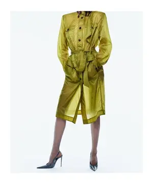 Saint Laurent Belted Long-sleeve Cargo Dress