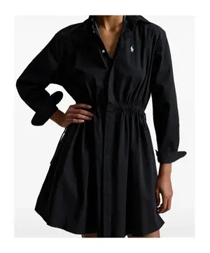 Polo Ralph Lauren Long Sleeve Cotton Mini Shirt Dress - Black