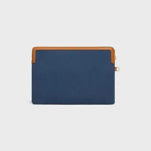 Celine Small Pouch With Strap In Textile With Embroidery