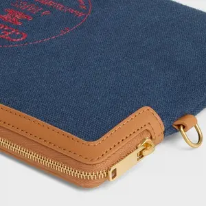 Celine Small Pouch With Strap In Textile With Embroidery