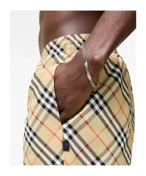 Burberry Check Elasticated Waistband Swim Shorts - Sand Beige
