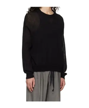 Studio Nicholson Ribbed Knit Crew Neck Sweater - Black