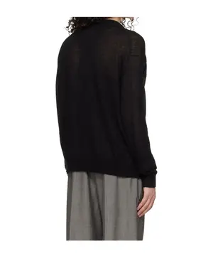 Studio Nicholson Ribbed Knit Crew Neck Sweater - Black