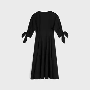 Celine Cotton Poplin Midi Dress With Tie Cuffs