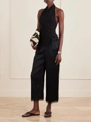 Staud Lace Trim Wide-leg Trousers