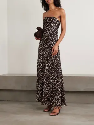 Staud Cassie Strapless Printed Maxi Dress