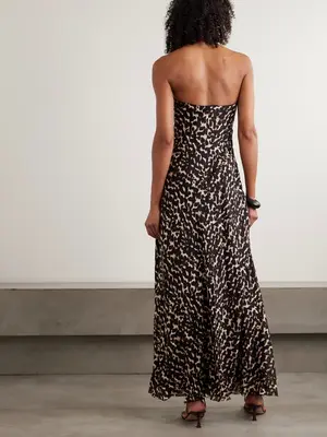 Staud Cassie Strapless Printed Maxi Dress