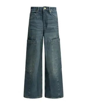 GANNI Baggy Cargo Wide-leg Jeans - Green