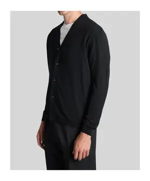 LOW BRAND Long-sleeved V-neck Cardigan With Central Back Detailing - Black