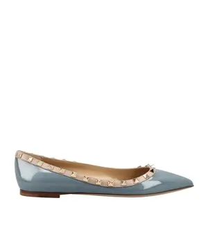 Valentino Garavani Rockstud Pointed Toe Ballet Flats - Gray