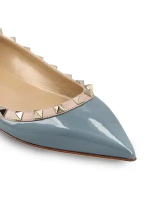 Valentino Garavani Rockstud Pointed Toe Ballet Flats - Gray