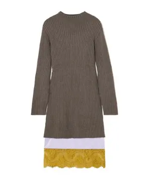 Staud Willow Layered Lace Trim Dress - Multicolor