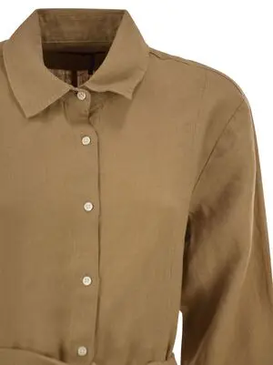 Polo Ralph Lauren Belted Long Shirt Dress - Brown