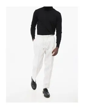 Brunello Cucinelli Tapered-leg Striped Linen Trousers
