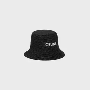 Celine Raffia Bucket Hat - Black