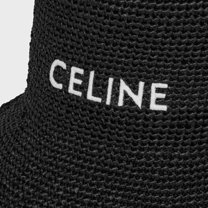 Celine Raffia Bucket Hat - Black