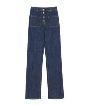 Valentino Garavani Button Detailed Straight Leg Jeans - Blue