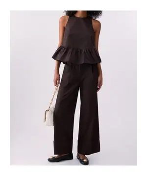 Liu Jo Pleated Wide-leg Poplin Trousers