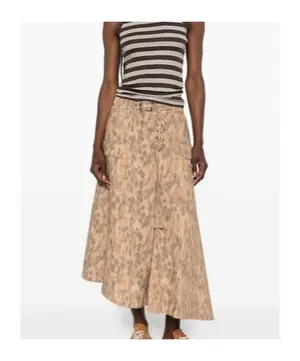 GANNI Printed Asymmetrical Skirt - Nude