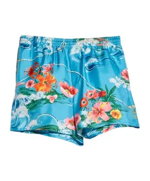 Gucci Gucci Floral Print Elastic Waist Shorts Green