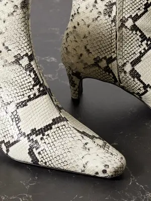 Staud Wally Ankle Boots In Snakeskin - Nude